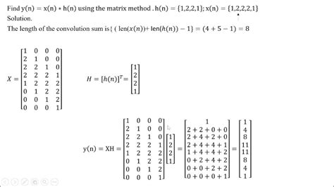 18 Convolution Sum Using Matrix Method Example 3 Convolution Sum