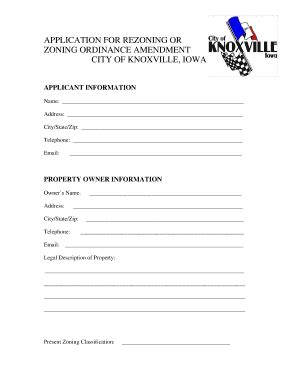 Fillable Online APPLICATION FOR REZONING OR ZONING ORDINANCE AMENDMENT