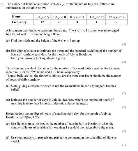 A Level Edexcel Maths Statistics Normal Distribution The Number Of