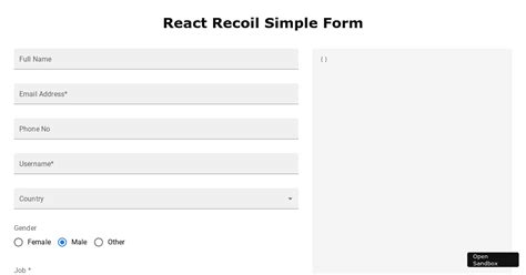 Simple React Recoil Form Forked Codesandbox