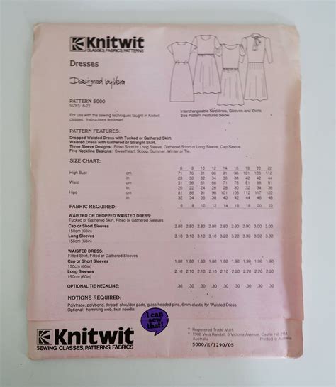 Knitwit Pattern 5000 Womens Dresses Sizes 6 22 Altfabrics