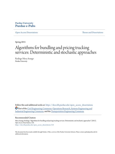 Algorithms For Bundling And Pricing Trucking Services Deterministic