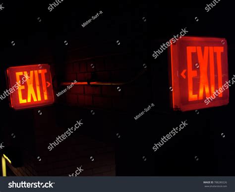 Two Red Glowing Exit Signs Complete Stock Photo 788280226 Shutterstock