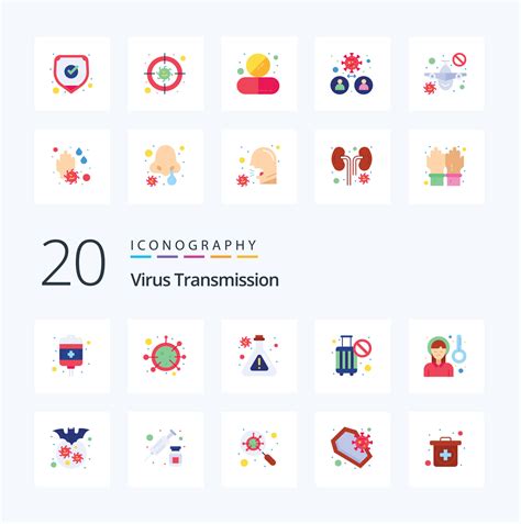 20 Virus Transmission Flat Color Icon Pack Like Headache Stop Flask No