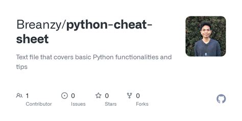 GitHub Breanzy Python Cheat Sheet Text File That Covers Basic Python Functionalities And Tips