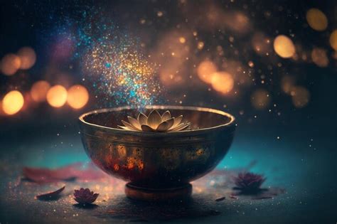 Premium AI Image Tibetan Meditative Singing Bowls AI Generation