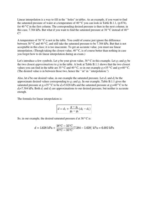 Linear Interpolation Steam Tables At Johnny Moe Blog