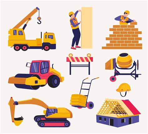 Conjunto De Vetores De Construção Vetor Premium