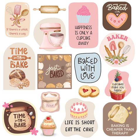 Baking Printable Sticker Sheet 3 Pages Baking Stickers Cute Baker