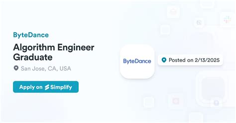 Algorithm Engineer Graduate Bytedance Simplify Jobs