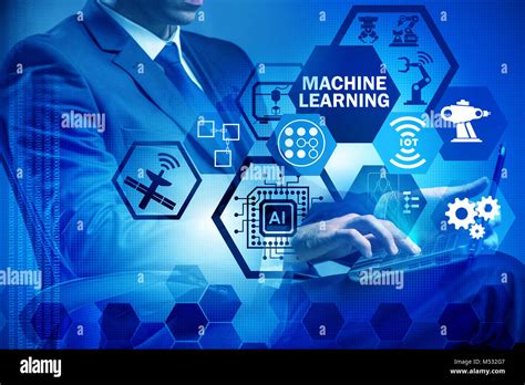 Machine Learning Concept With Man Stock Photo Alamy