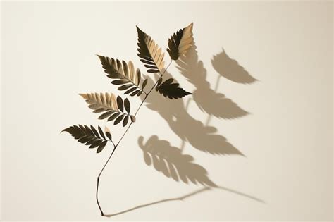 Shadow Of Leaf On Off White Background Premium Ai Generated Image