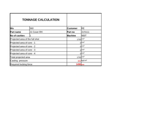 Tonnage Calculation Sheet Pdf