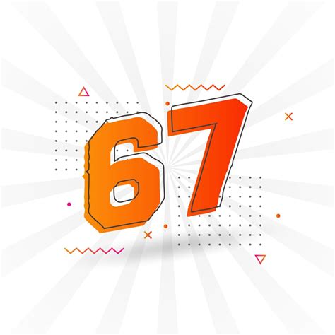 67 Number Vector Font Alphabet Number 67 With Decorative Element Stock