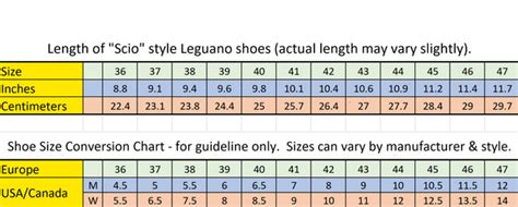 {{metafield}} Leguano Scio Unisex Size Chart Sole Freedom
