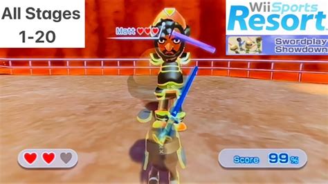 Wii Sports Resort Swordplay Showdown All Stages 1 20 Youtube