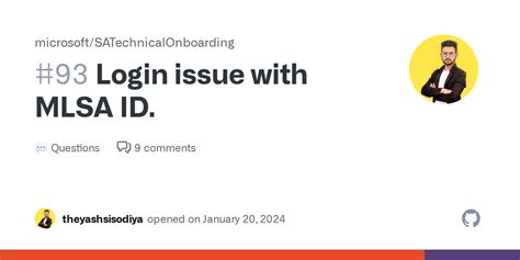 Login Issue With Mlsa Id · Microsoft Satechnicalonboarding
