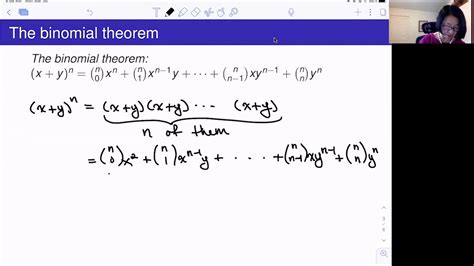 the binomial theorem and combinatorial proof youtube