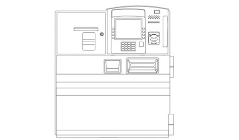 ATM Cash Machine Front Elevation Drawing Details Dwg File Cadbull