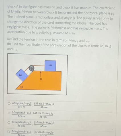 Solved Block A In The Figure Has Mass M And Block B Has Chegg Com