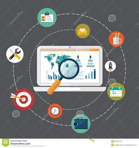 Flat Design Modern Vector Illustration Concept Of Website Analytics Search Information And