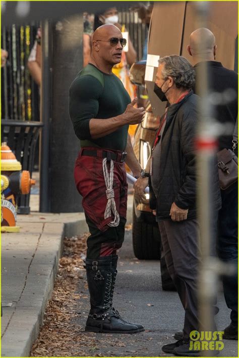 Dwayne Johnson Wears All Leather Look While Filming Red One Scenes