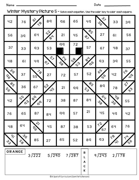 5th Grade Multiplication Math Coloring Worksheets