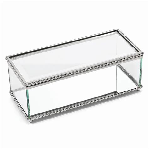 Fb Jewels Nickel Plated Hinged Rectangular Glass Box