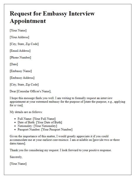 Letter Template For Embassy Interview Scheduling Free Samples In Pdf