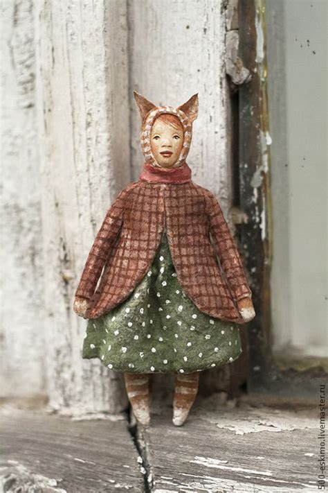 Ватная игрушка на ёлку Кошка Fairy Art Dolls Folk Art Dolls Paper Clay Art