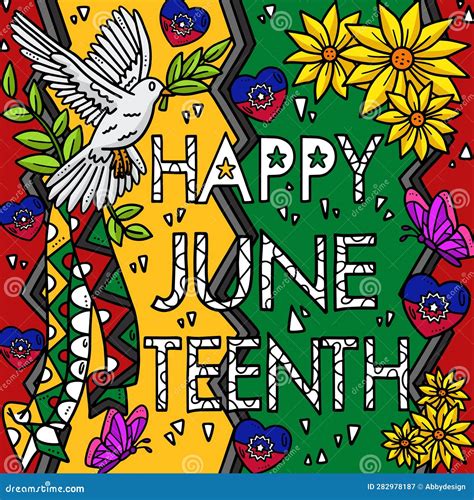 Happy Juneteenth Banner Colored Cartoon 282978187