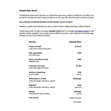 Contractor Rate Sheet Template Printable Word Searches