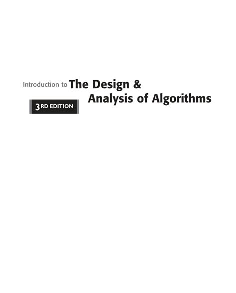 SOLUTION Introduction To The Design And Analysis Of Algorithms Studypool