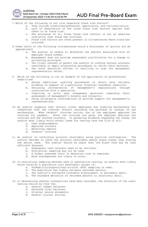 Solution Resa B44 Aud Final Pb Exam Questions Answers And Solutions