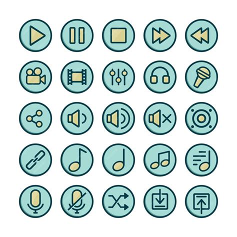 멀티미디어 버튼 모음 무료 벡터