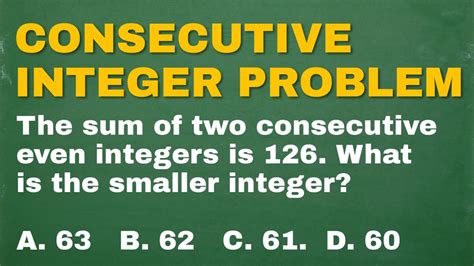 Word Problems Consecutive Integers Step By Step Promblem 1 Youtube