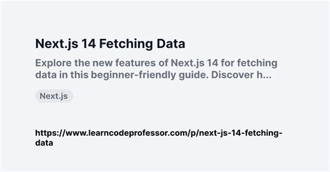 Nextjs 14 Fetching Data Learncodeprofessor