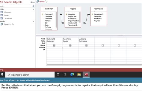 Solved Set The Criteria So That When You Run The Query1 Chegg