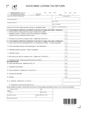 Fillable Online Tax Idaho Idaho Form Idaho Mine Fax Email Print PdfFiller