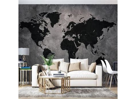Adesivo Parede Mapa Mundi Painel Cimento Queimado Fosco em Promoção é