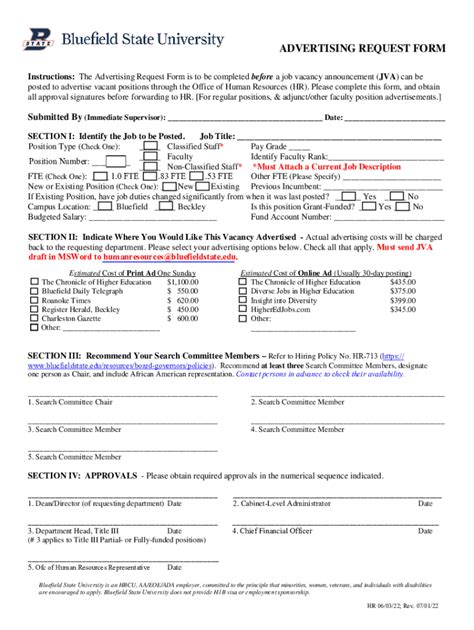 Fillable Online Bsu Employment Request Form Fax Email Print Pdffiller