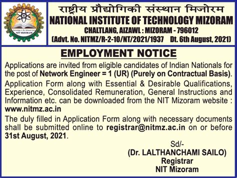National Institute Of Technology Mizoram Aizawl Wanted Network
