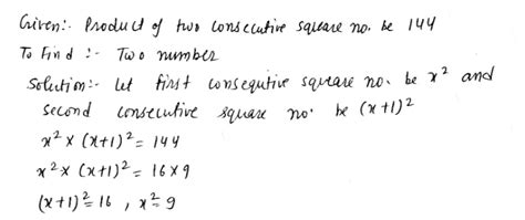 The Product Of Two Consecutive Square Numbers Is 144 Katelynkruwleon