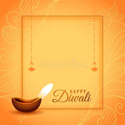 Happy Diwali Festival Wishes Card With Shiny Diya Stock Vector
