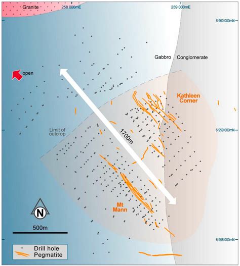 Kathleen Valley Pegmatite And Drill Hole Locations At Mt Mann And