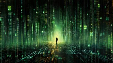 Artificial Intelligence Analyzing Big Data On A Virtual Screen Illustration Stock Illustration