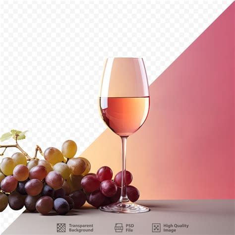 Una Copa De Vino Y Uvas Con Una Botella De Vino Archivo Psd Premium