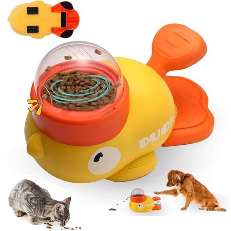 Duck Cat Treat Dispenser Anti Slip Interactive Slow Feeder Puzzle Toy