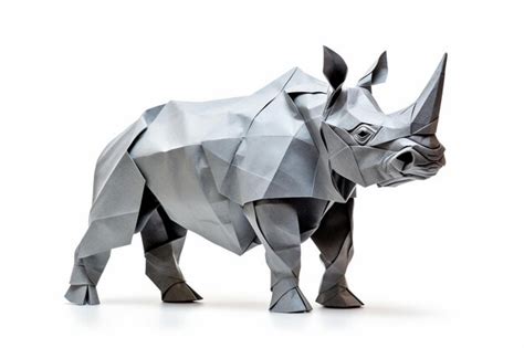Premium Photo Origami Rhinoceros With Folded Horn Generative Ai