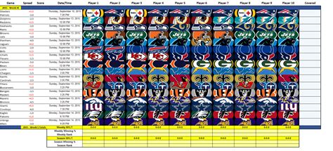Football Picks Spreadsheet Template Within Office Pool Pick Em Stat